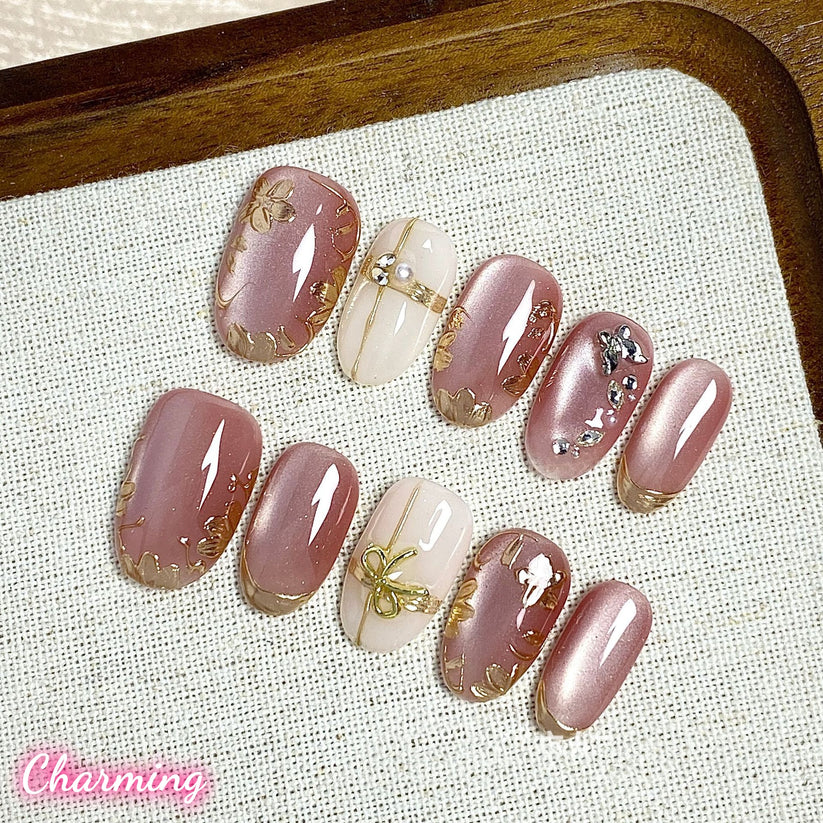 Blushing Gold Allure / Handmade Nails – Charming Store